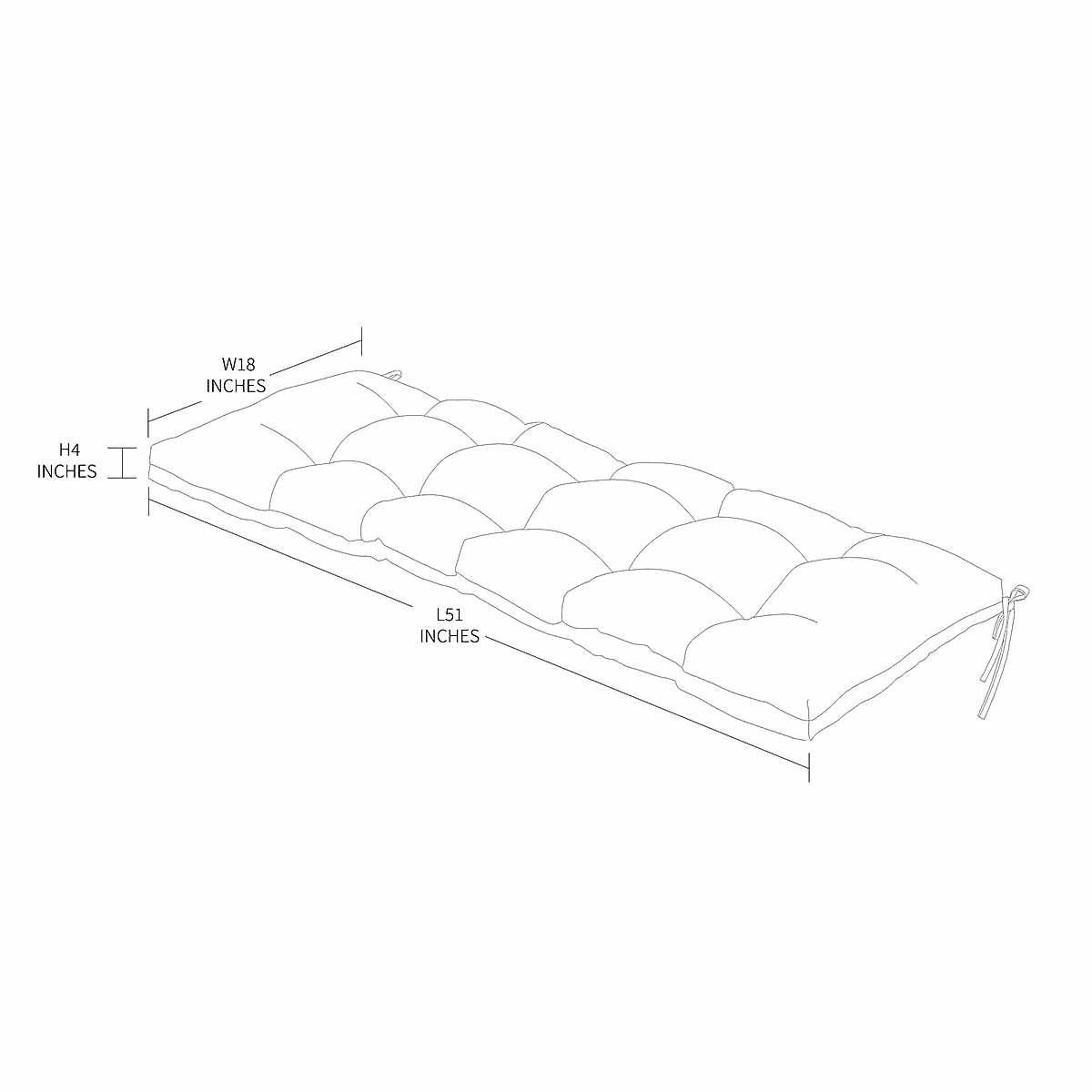 QILLOWAY Indoor/Outdoor Bench Cushion,51-Inches (Charcoal Grey/Black)