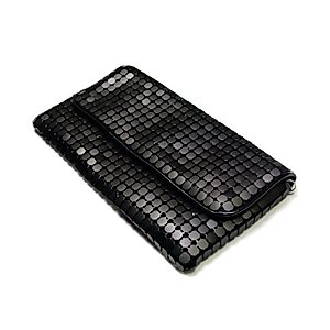 TrendsBlue Chic Lightweight Metal Mesh Flap Clutch Evening Bag, Black