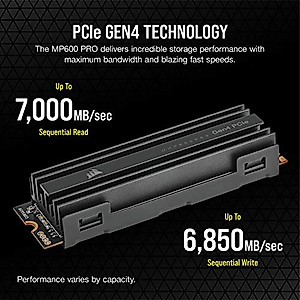 CORSAIR MP600 PRO 4TB Gen4 PCIe x4 NVMe M.2 SSD – High-Density TLC NAND – Aluminum Heatspreader – M.2 2280 Form-Factor