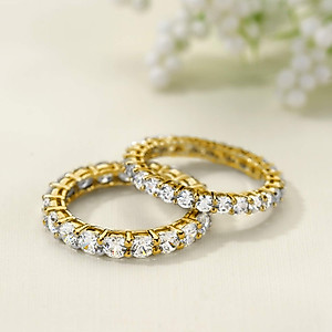 MAX + STONE Parade of Jewels Cubic Zirconia Eternity Ring for Women in 14k Gold Plated Sterling Silver 2.5mm