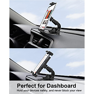 Aozcu Windshield Car Tablet Mount, Window Dashboard Tablet Holder, 95mm Powerful Suction Mount with 1/4'' Screw Tip for iPad Pro 11/ Air/Mini, Galaxy Tabs, More 4-13'' Phone & Tablets, and Camera