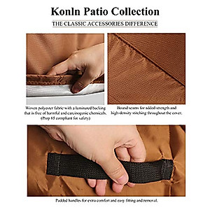 RosieLily High Back Patio Chair Covers Waterproof Heavy Duty Stackable Outdoor Bar Stool Cover Brown Patio Furniture Covers Outside Lounge Deep Seat Covers, Lawn Chair Covers, High Back, 1 Pack-Brown