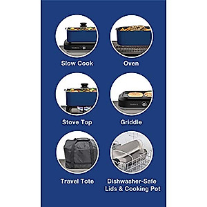 West Bend 87905B Slow Cooker Large Capacity Non-stick Variable Temperature Control Includes Travel Lid and Thermal Carrying Case, 5-Quart, Blue