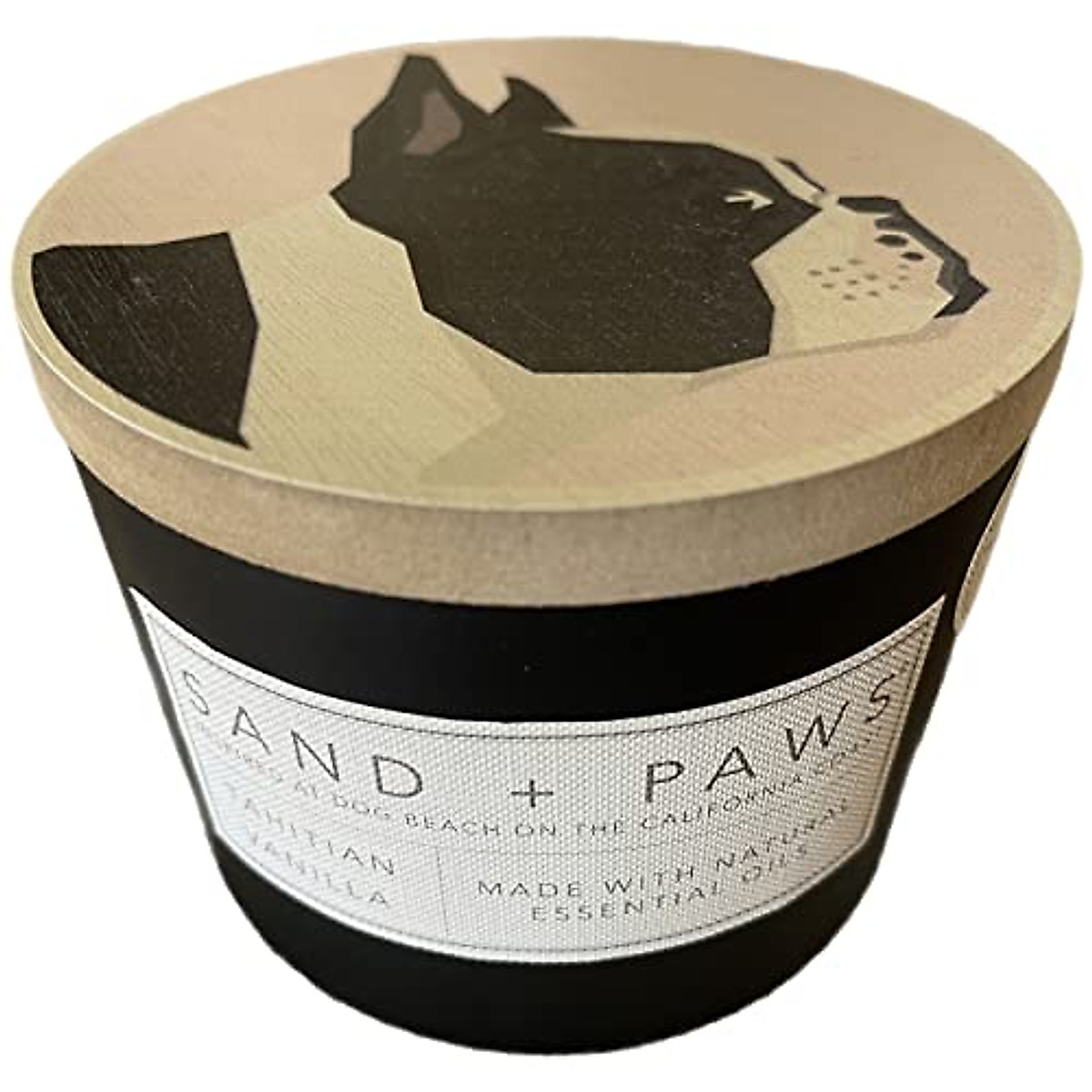 Sand + Paws Tahitian Vanilla Scented Candle, Neutralizes Pet Odors, 2 Wick, 12 Oz (Black - Dog Dad)