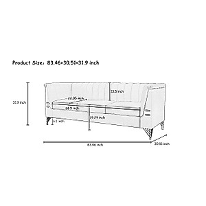 Tomkate Chesterfield Sofa, 83 Inch Modern Velvet Tufted Upholstered Sofas Couches with Flared Arms and Gold Metal Legs, Comfy 3 Seater Couch for Living Room (Pink)