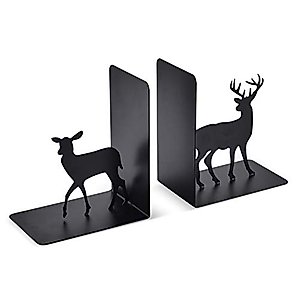 Decorative Metal Deer Bookends, Bookends for Shelves, Book Holders, Book Shelf Organizer, Desk Organizer, Heavy Duty Non-Skid Bookends, Living Room Decor, Home Decor, Creative Gift