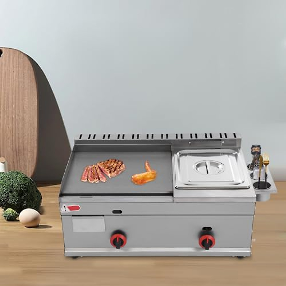 Commercial Reataurant Gas Grills -Commercial Deep Fryer Stainless -Commercial Propane/Gas Flat Top Grill Griddle with Deep Fryer Multi-function