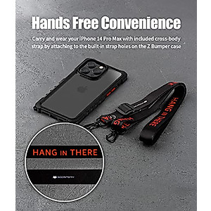GOOSPERY Z Bumper Crossbody Compatible with iPhone 14 Pro Max Case [Strap Included] Shock Absorbing Dual Layer Structure TPU Edge Crystal Clear PC Cover with Shoulder Strap Outdoor Design, Black