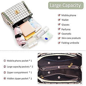 ZiMing Small Crossbody Bags for Women Flap Satchel Purse Faux Leather Plaid Shoulder Bag Top Handle Handbag Sweet Ladies Mini Totes-Green