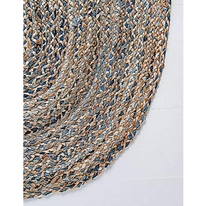 Unique Loom Braided Chindi Collection Casual Modern Blue Oval Rug (4' 0 x 6' 0)