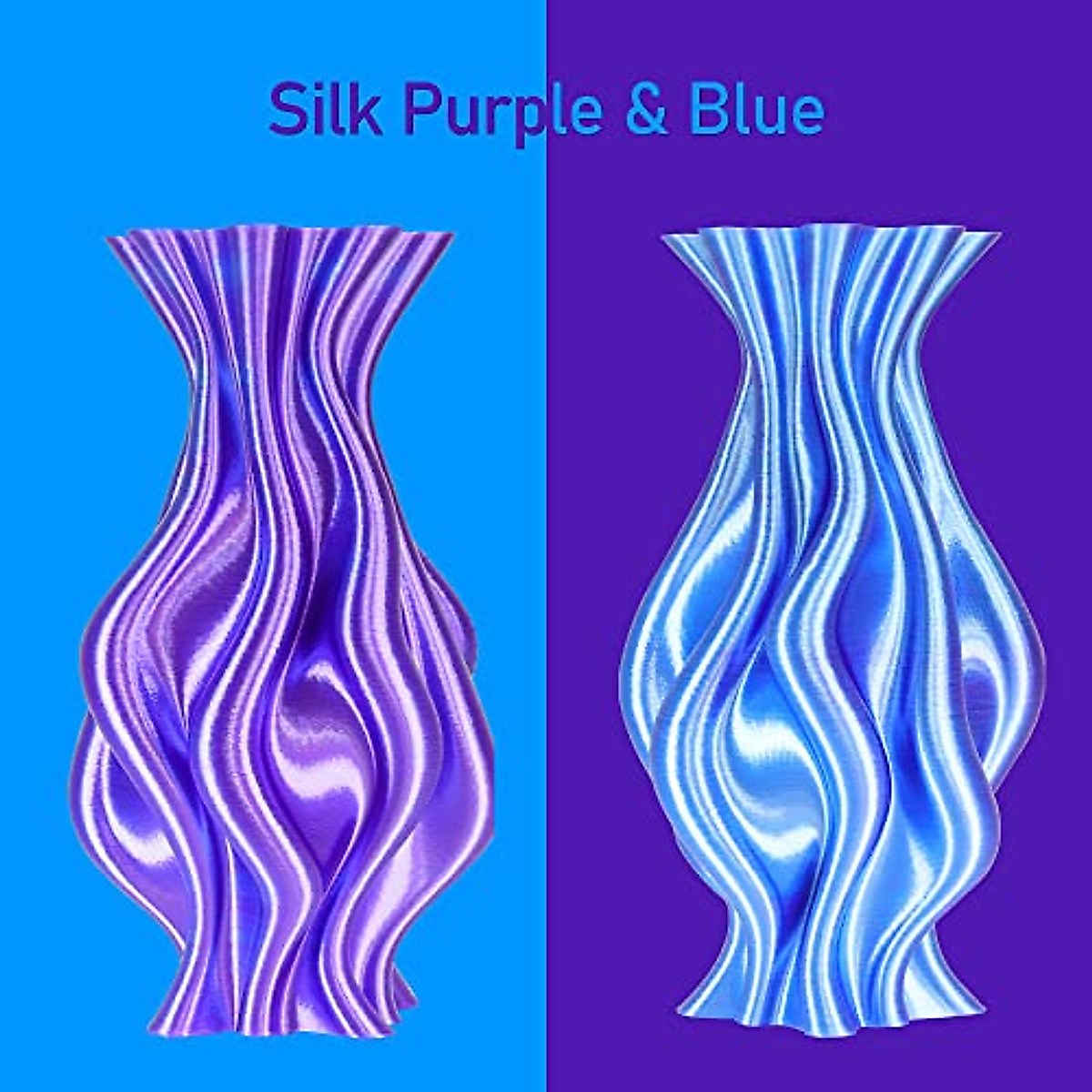 OEM MIKA3D 2 Colors Silk Purple Sapphire Blue in 1 PLA Coextrusion Filament, 1.75mm Printing 2 Colored Silk PLA, Widely Fit for 3D Printer, 2.2lbs/1kg Dual Color Material
