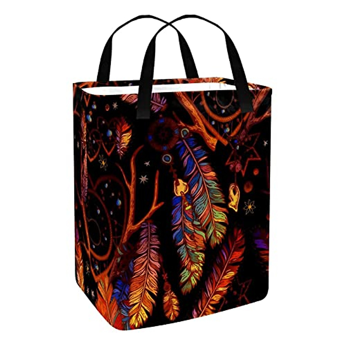 Boho Dreamcatcher with Feather Print Collapsible Laundry Hamper, 60L Waterproof Laundry Baskets Washing Bin Clothes Toys Storage for Dorm Bathroom Bedroom