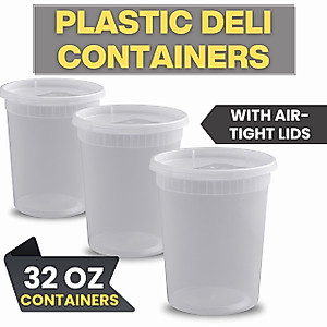 Smygoods 32oz Plastic Deli Containers with Lids - 45 Pack, BPA Free, Leakproof, Stackable, Microwave and Freezer Safe, Clear, Food Storage Containers for Meal Prep, Lunches, Snacks