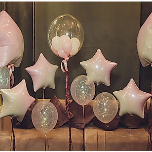 KALOR 18 Inch Gradient Pink Star Mylar Balloons, 10 Pcs Pink White Star Shape Foil Balloon Helium Balloons for Wedding, Baby Shower, Birthday Party Decorations