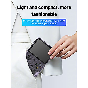 MOUJI RG353V Handheld Game Console 3.5 Inch IPS Screen 640 * 480 High Resolution CPU RK3566 Quad-Core OS Android 11, Linux 2G/64G+16G 3200mAh Battery(Purple transparent)