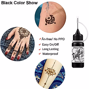 Beefly Art Painting Temporary Kit Semi Permanent Freehand Gel(Natural Plants Based) Dozens Pcs Free Stencils, DIY Fake Freckles, Full Kit 2 Bottles(1oz)