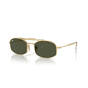 Ray-Ban RB3719 Oval Sunglasses, Gold/Green, 54 mm
