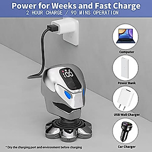 7D Electric Head Shave for Men, 5-in-1 Electric Razor for Bald Men Cordless Rechargeable USB, Waterproof Wet/Dry Rotary Shaver Grooming Kit with LED Display Screen.