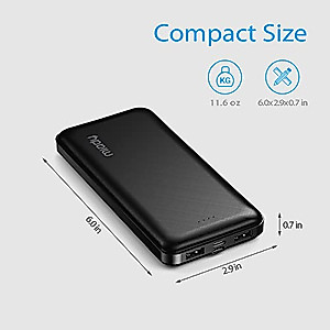 2-Pack Miady 15000mAh Portable Charger, Power Bank/w Two 5V/2A USB Output Ports and USB C Fast Input, Portable Phone Charger Compatible with iPhones, Android Smartphones and More