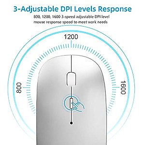 Wireless Mouse for Laptop, Bluetooth Mouse for Macbook Pro/Air/Mac/iPad/Chromebook/Computer -Rechargeale Dual Mode(USB 2.4Ghz + Bluetooth 5.2+ Bluetooth 3.0) Silent Cordless Mouse with USB C Adapter