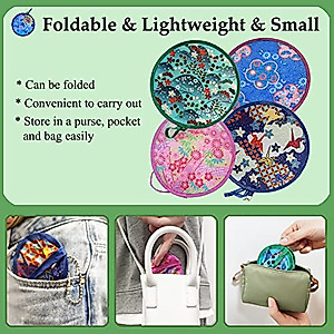 MXY Foldable Fan Round Japanese Style Summer Handheld Folding Fans Festival Wedding Party Decor Home Personal Decoration 4 Units Different Beautiful Patterns