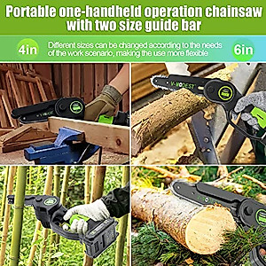 Mini Chainsaw Cordless 4&6 Inch,V-MODEST Brushless One-Handheld Electric Chain Saw with 2x24V Battery Powered, 23.4FT/s, Security Lock for Wood Cutting Tree Pruning(also for women)