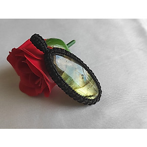 Natural Labradorite Macrame Pendant, Cord Wrapped Macrame Pendant, Bohemian Jewelry, Hand Wrapped Pendant