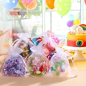 100Pcs White Organza Bags, 2x3Inch Sheer Wedding Party Favor Bags with Drawstring, Jewelry Gift Bags Christmas Candy Pouches