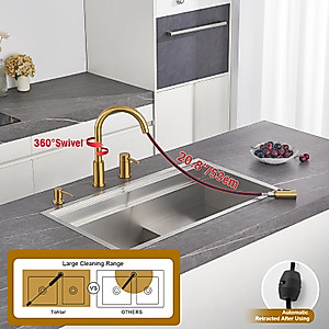 Tohlar Gold Shower Faucet Set with Tub Spout, Bathtub and Shower Faucet Combo Kit & Tohlar Brushed Gold Kitchen Faucet Single Handle High Arc Kitchen Faucets