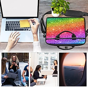 Rainbow Style Printed Laptop Computer Bag Waterproof Shoulder Messenger Bag 13-15 inch Durable Laptop Tote Bag with Shoulder Strap Handle Lightweight Crossbody Briefcase