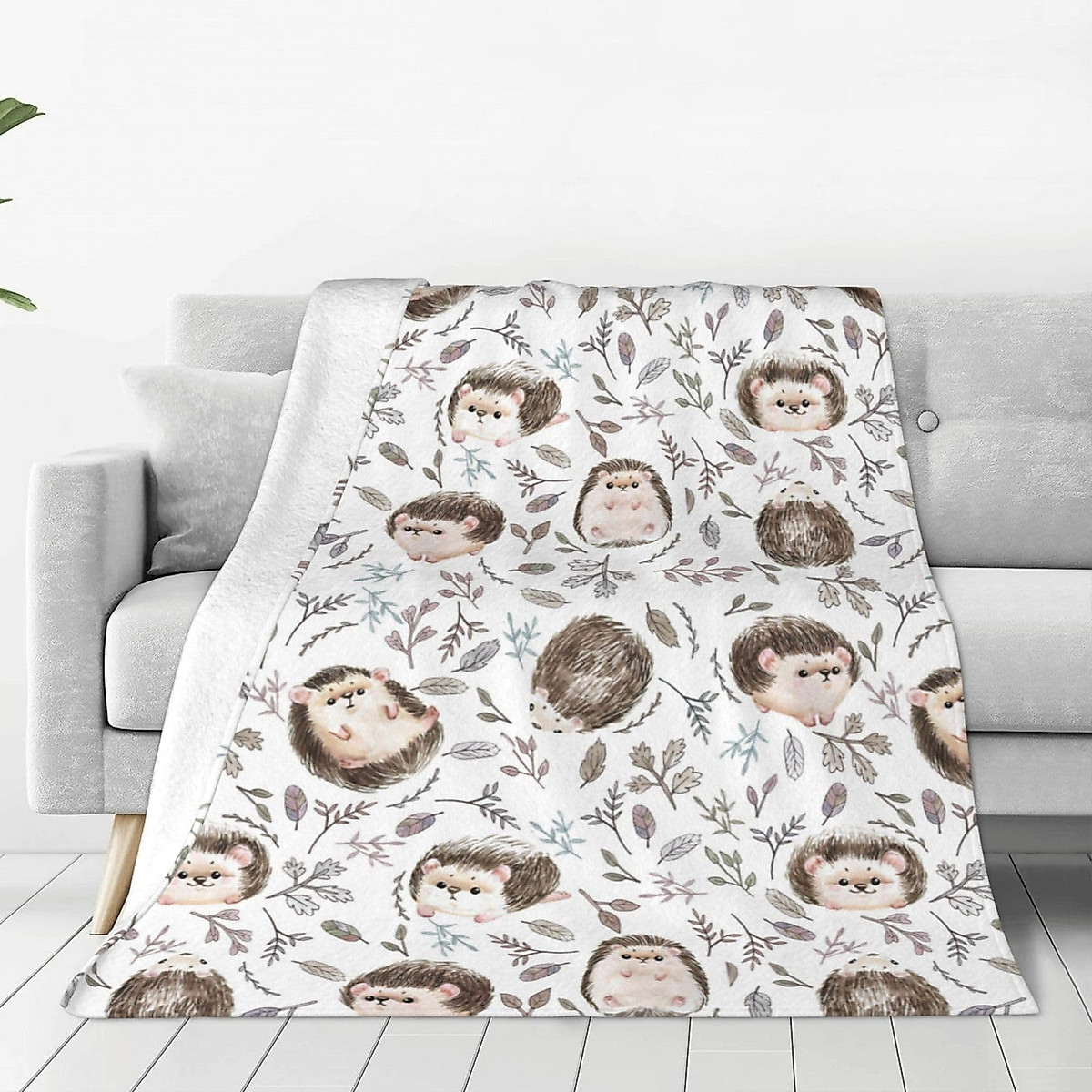 Hedgehog Gifts Flannel Throw Blanket Soft Lightweight Blankets for Girls Kids Women Hedgehog Lovers 50"X40"