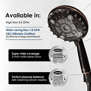Aquarius Mist Handheld Oil Rubbed Bronze Shower Heads with Handheld Spray and Hose (Extra Long) Spa Grade High Pressure Showerhead wand With 6 Spray Settings – Adjustable Mount Holder & Teflon Tape