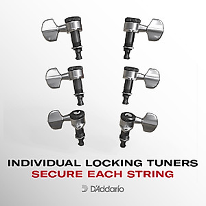 D'Addario Accessories Auto-Trim Tuning Machines - Locking Tuners for Guitars - 6 In Line Setup, Chrome