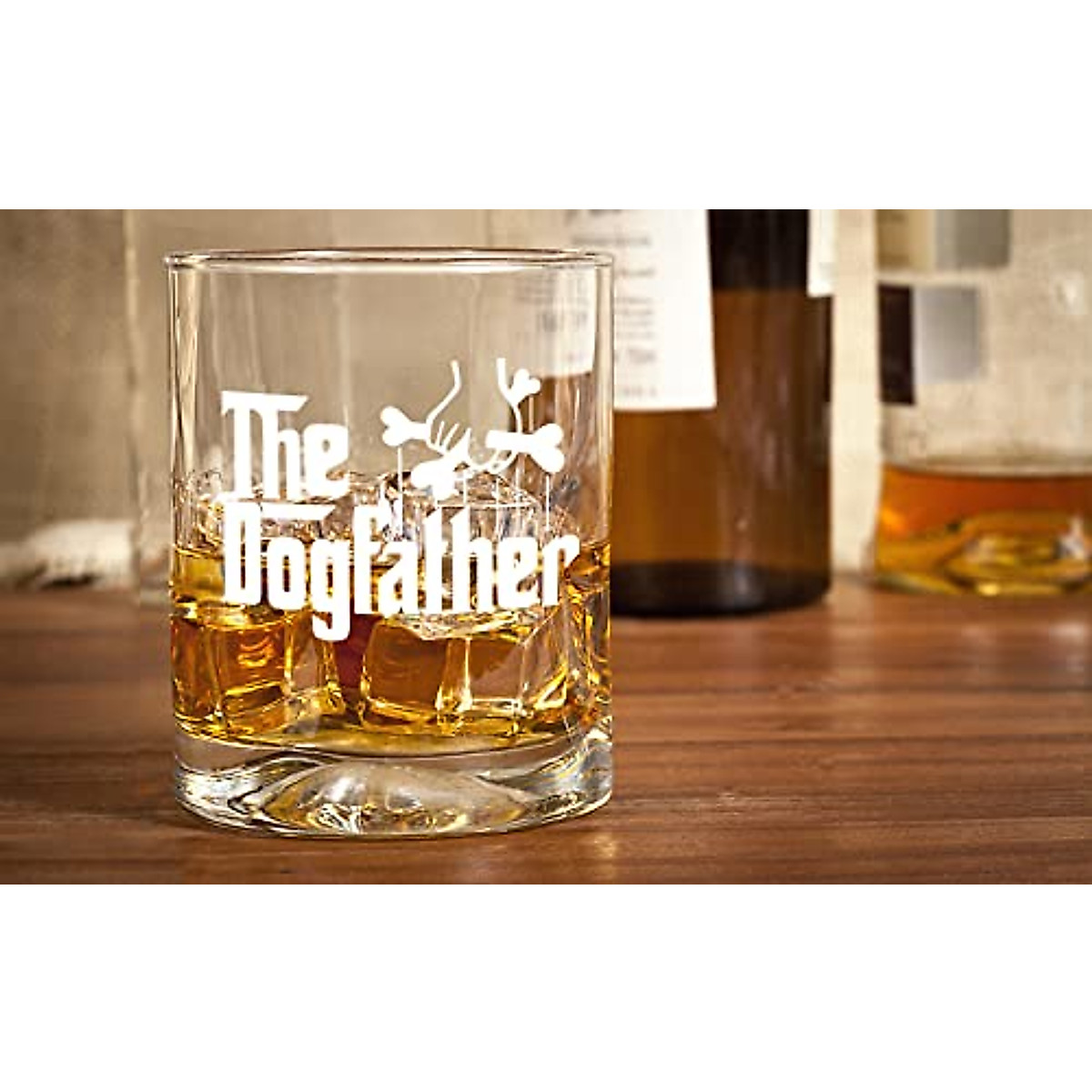The Dogfather Funny Whiskey Glass - Dog Lover Gifts for Men, Gag Unique Fathers Day Christmas Birthday Gifts for Dog Dads, Dog Owner, Men from Daughter, Son, Kids, Friends, Old Fashioned Glass, 11oz