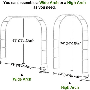 Tytroy Reconfigurable & Easy-to-Assemble Metal Outdoor & Indoor 7'6" Garden or Wedding Arch Arbor for Wedding Bridal Party Elegant Decorations & Garden Climbing Plants Vines (Green 1PC)