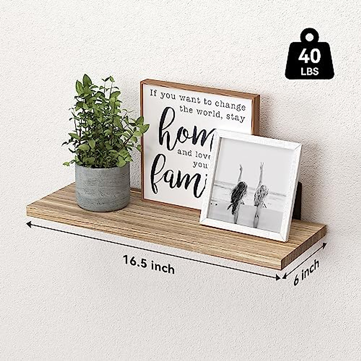 WOPITUES Floating Shelves Set of 6, Wood Floating Shelves for Wall Decor, Rustic Farmhouse Floating Shelves for Bedroom, Bathroom Shelves for Wall Storage, Book Shelves for Living Room-Rustic Brown