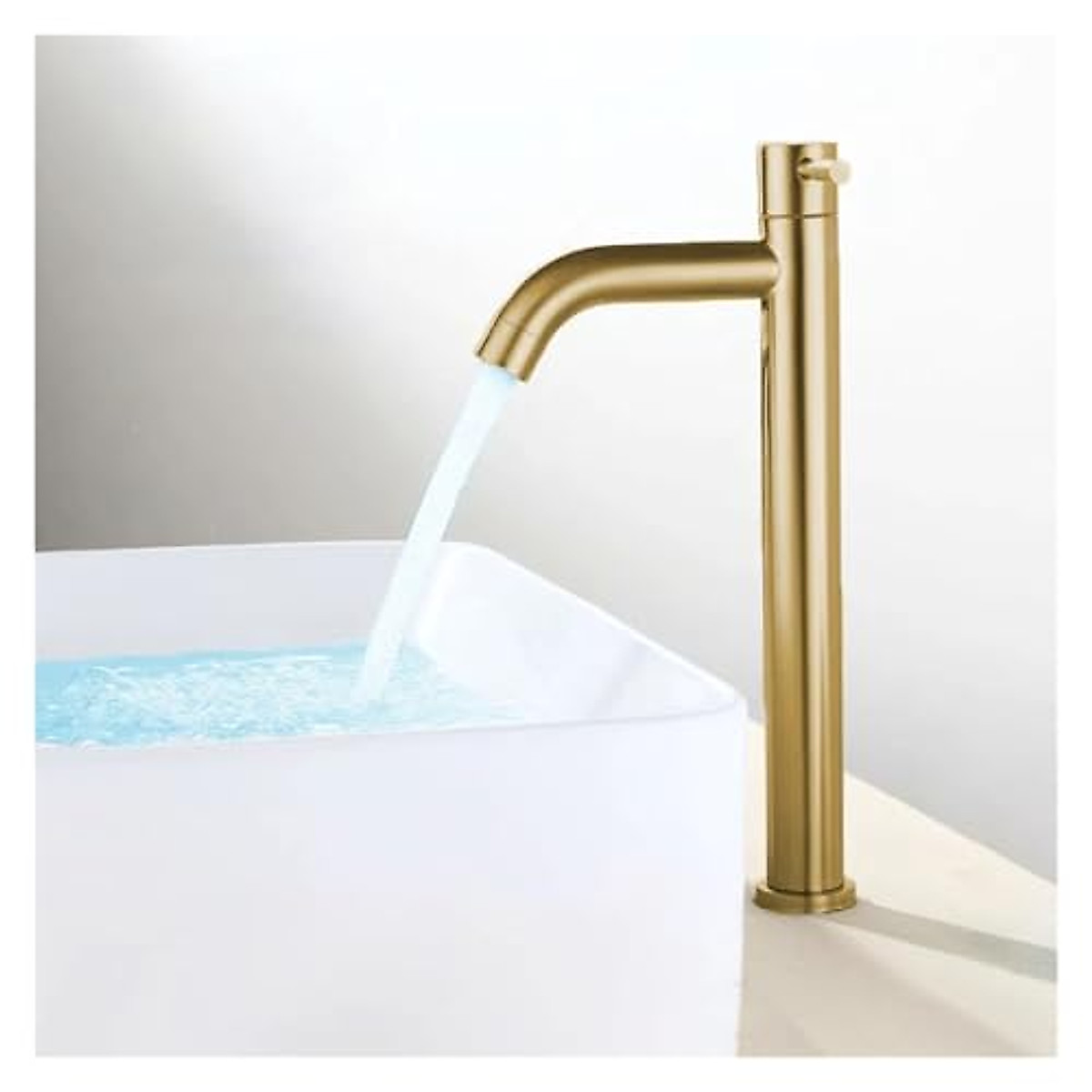 Stainless Steel Quick Opening heightened Single Cold Kitchen Sink Faucet Bathroom Above Counter Basin Faucet(BlackB)