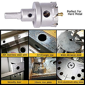 ASNOMY Tungsten Carbide Tipped Hole Saw Drill Bit for Hard Metal, 3/4 Inch T.C.T Hole Saw Cutter with 2pcs Titanium-Plated Pilot Drill bit for Metal, Steel, Iron, Wood, Plastic