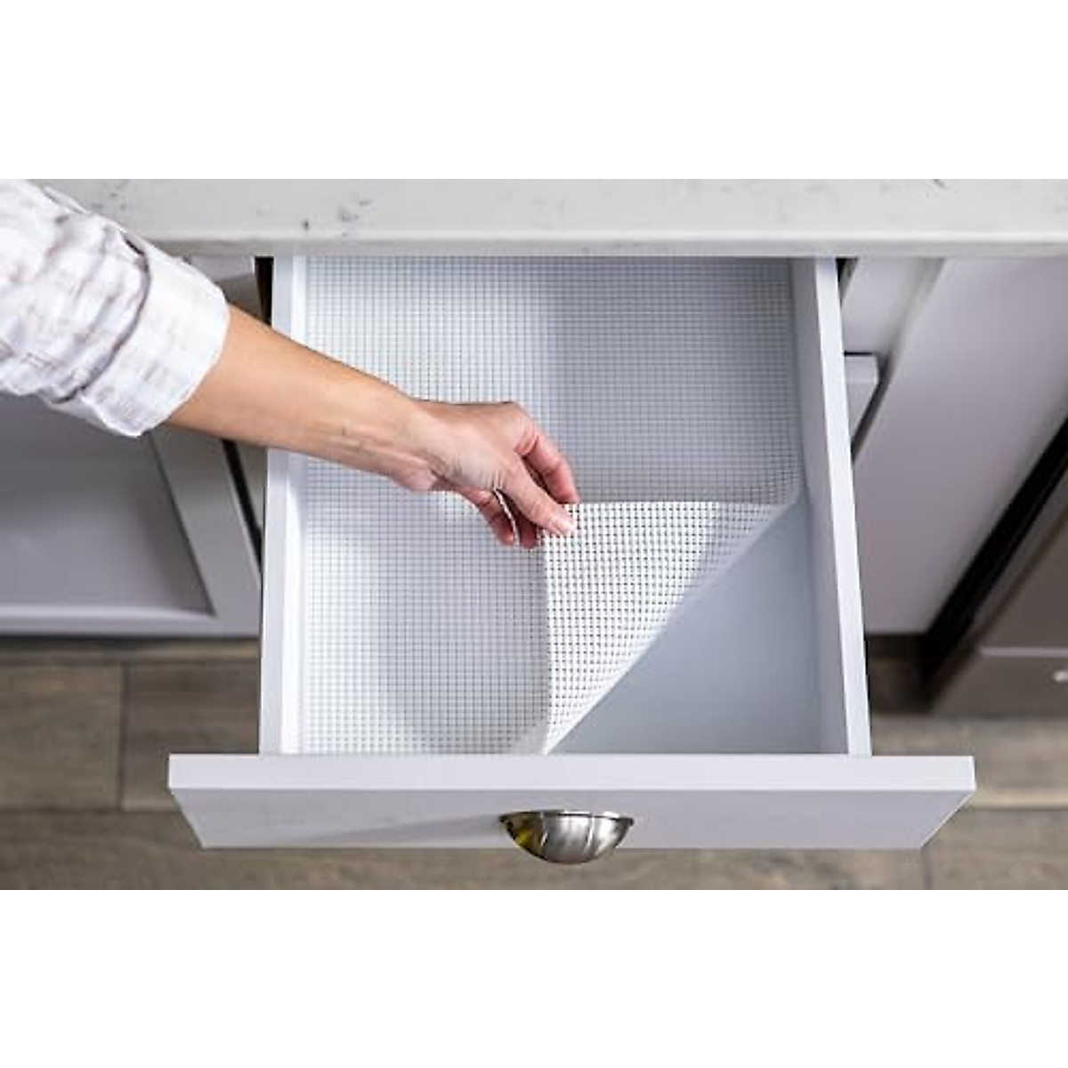 EasyLiner Select Grip Shelf Liner for Drawers & Cabinets - Easy to Install & Cut to Fit - Non Slip Non Adhesive Grip Shelf Liner for Kitchen, Bathroom, Pantry - 12 in. x 10 ft. - 6 Rolls - Gray