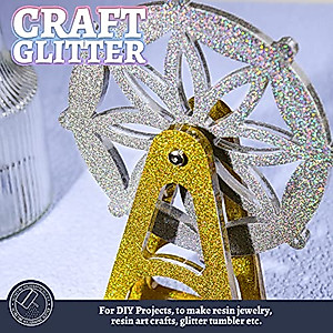 Holographic Ultra Fine Glitter, 180G/6.35OZ Resin Glitter Powder Sequins Flakes, 1/128" Metallic Iridescent Glitter for Resin Tumblers Art Crafts, Hair Face Body Nail Glitter, LEOBRO Silver Glitter