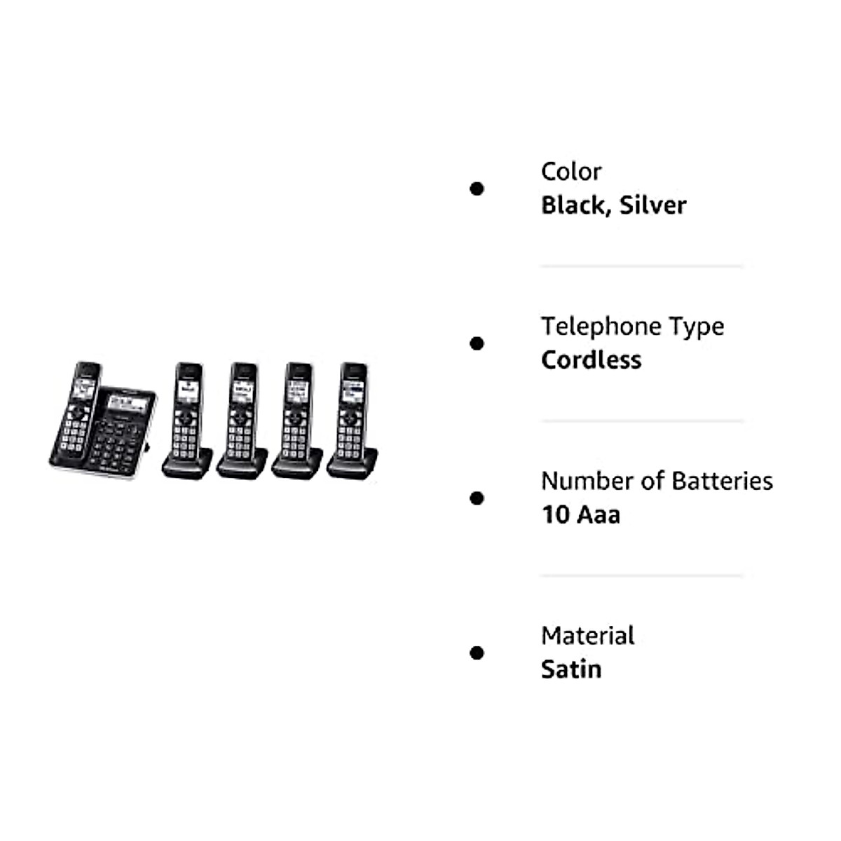 Panasonic KX-TG985SK: 5-Handset Bluetooth DECT 6.0 Talking Caller ID Phone with Expandability Up to 6 Handsets (Renewed)