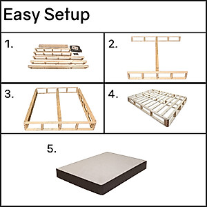 Spring Coil Coil, 4.5-Inch Easy Wood Box Spring/Foundation with Simple Assembly, Queen, Brown