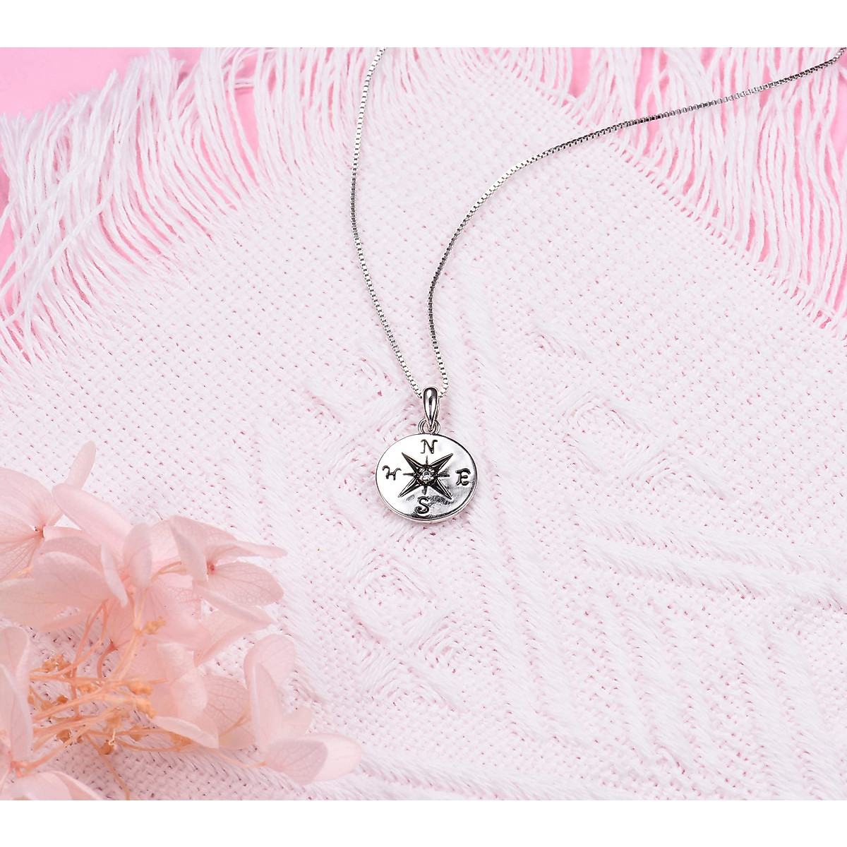 EPIRORA 2024 Graduation Gifts for Her, Sterling Silver Compass Necklace for Women, High School College Class of 2024 Graduation Inspirational Jewelry Gifts