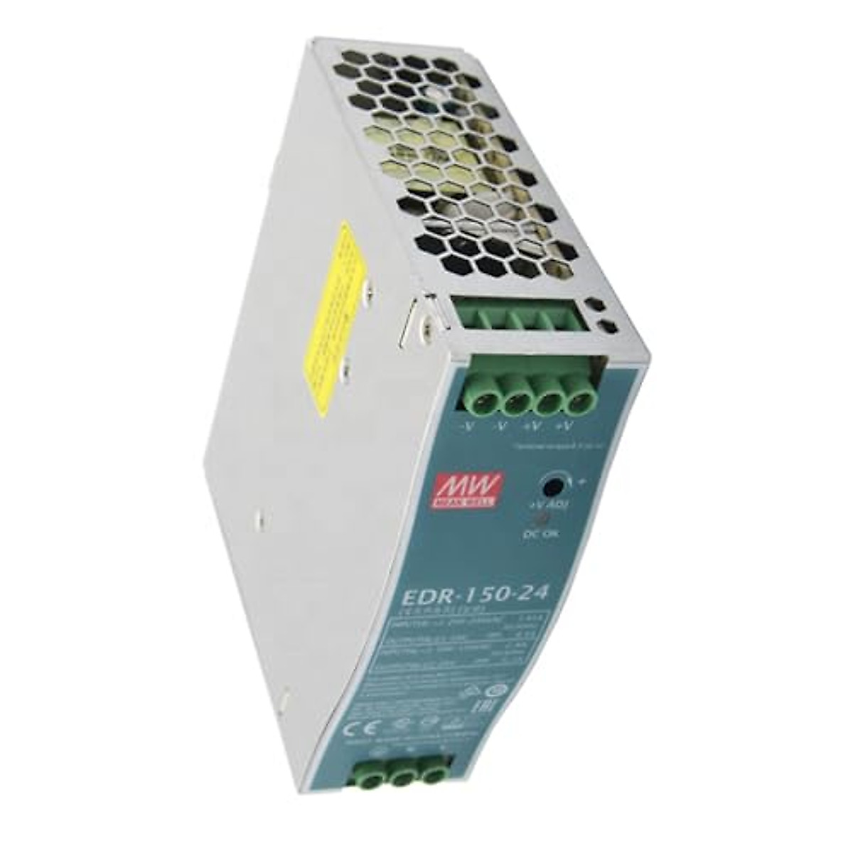 Mean Well EDR-150-24 24V 6.5A 156W/125W Industrial DIN Rail Power Supply - Rugged, Reliable Performance, Wide 90-264VAC Input, Extended -20°C~+60°C Operating Temperature Range