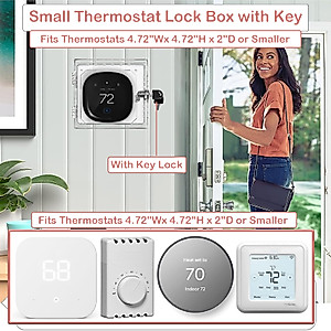 PKLIYH Universal Small Thermostat Lock Box-Thermostat Cover with Key Clear Small Thermostat Guard Fit All Ecobee,Google,Nest Thermostat on Wall 4.72''*4.72''*2'' or Smaller