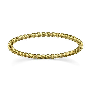 10k Dainty Yellow Gold Ball Chain Beaded Eternity Thin Band Size 8