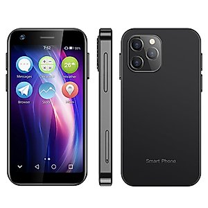 XS12 Pro Super Mini 4G LTE Smartphone 3.0-inch Display 3GB RAM 32GB/64GB ROM 8 Core Android 10.0 Dual SIM 2000mAh 13MP with Google Play Store Backup Small Mobile Phone (Black, 4GB+64GB)