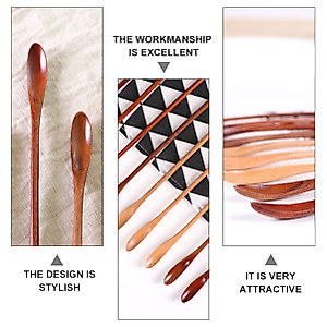 6 Pcs Thin Handle Mixing Spoon Honey Mixing Spoon Handle Wooden Spatula Wooden Honey Spoons Drink Spoons Dessert Wooden Spoon Yogurt Honey Wooden Honey Stirring Scoop Server Coffee