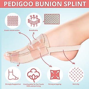 PEDIGOO Bunion Corrector for Women and Men, Slip Proofing Version Bunion Toe Separator, Orthopedic Bunion Splint for Big Toe Pain Relief and Toe Straightening