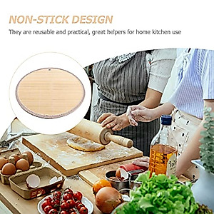 2Pcs Bamboo Dumpling mat Wood Serving Tray Round Dumpling Serving Platter Coffee Table Serving Tray Handmade Rattan Food Tray for Chinese Dumplings mat Kitchen Bamboo Steamer Liner (Khaki)